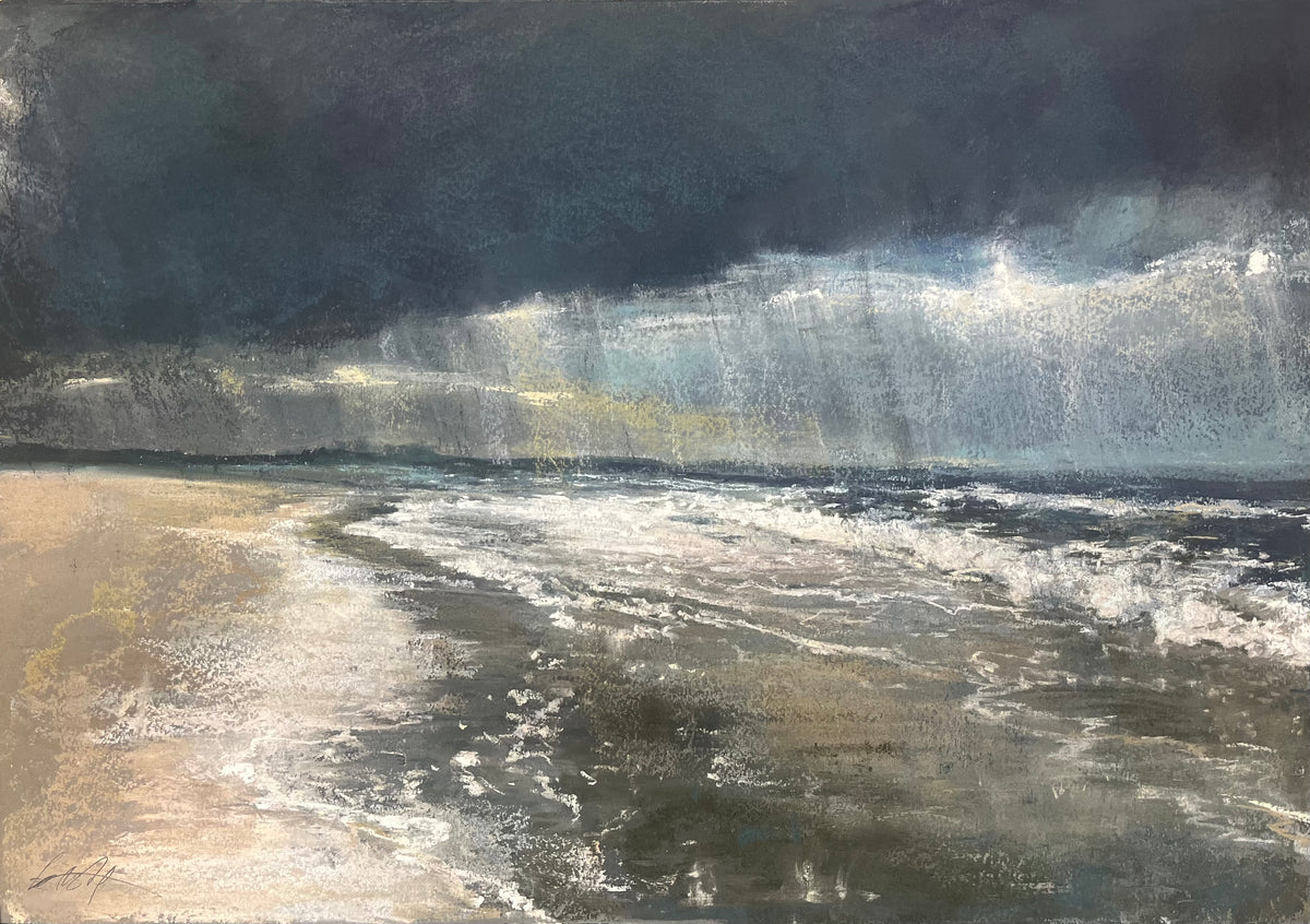Glassilaun beach in rain storm 2024 — Trish Findlater Artist
